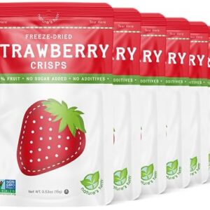 Nature's Turn Freeze-Dried Fruit Snacks, Strawberry Crisps, Pack of 6 (0.53 oz Each)