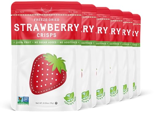 Nature's Turn Freeze-Dried Fruit Snacks, Strawberry Crisps, Pack of 6 (0.53 oz Each)