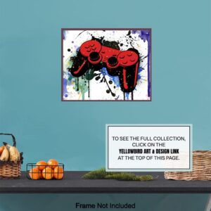 Game Room Decor - Remote Control Wall Art - Gaming Gifts for PC Gamer, Xbox, PS4, Playstation, Video Game, Arcade, Men, Teens, Kids - Man Cave, Dorm, Bar, Boys Bedroom - Urban Graffiti Posters