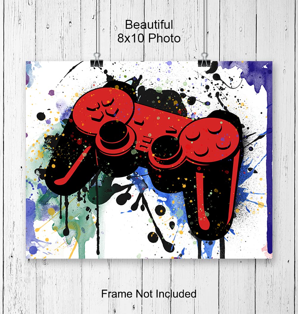 Game Room Decor - Remote Control Wall Art - Gaming Gifts for PC Gamer, Xbox, PS4, Playstation, Video Game, Arcade, Men, Teens, Kids - Man Cave, Dorm, Bar, Boys Bedroom - Urban Graffiti Posters