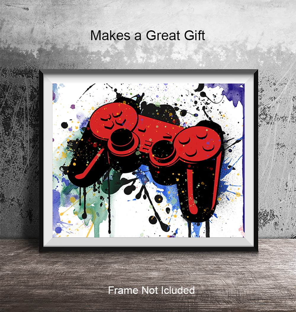 Game Room Decor - Remote Control Wall Art - Gaming Gifts for PC Gamer, Xbox, PS4, Playstation, Video Game, Arcade, Men, Teens, Kids - Man Cave, Dorm, Bar, Boys Bedroom - Urban Graffiti Posters