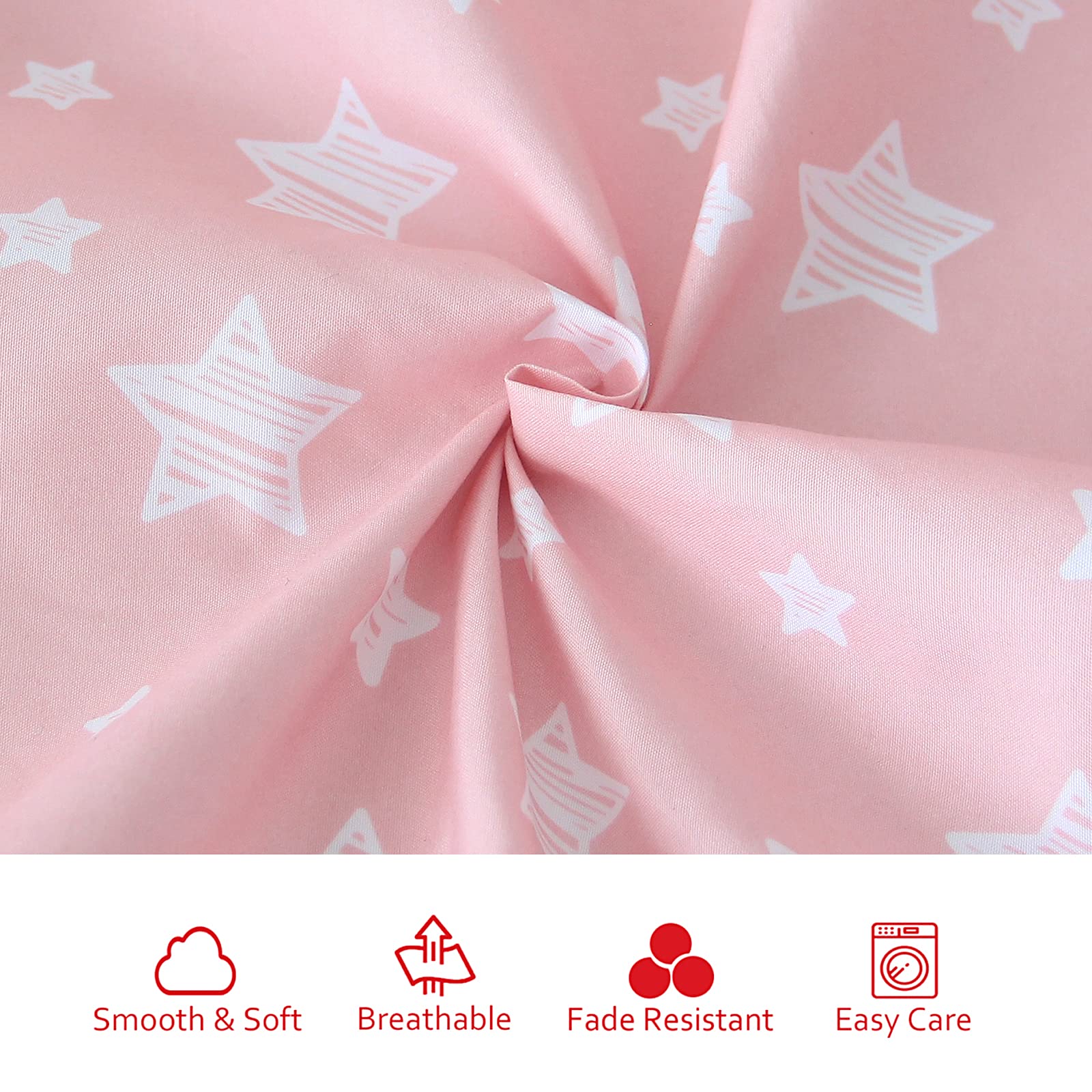 Toddler Bed Sheets for Girls, 3 Piece Toddler Sheet Set, Soft Breathable Toddler Bedding Sets Includes a Flat Sheet, a Fitted Sheet , a Pillowcase, Baby Bedding Sheet & Pillowcase Set, Pink Star