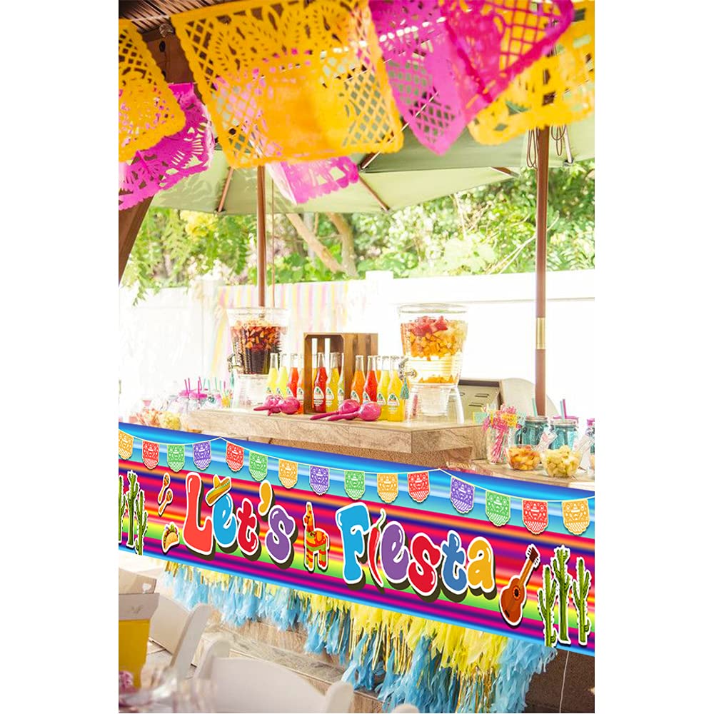 Large Fiesta Banner, Mexican Fiesta Party Supplies Decoration, Cinco De Mayo Party Supplies, Baby Shower Party Banner (Multicolor)