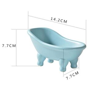 Ceramic Blue Clawfoot Bathtub Bar Soap Dish for Bathroom Shower Decorative Soap Dish Sponge Holder Shower Bar Soap Tray Container for Bathroom, Kitchen Sink