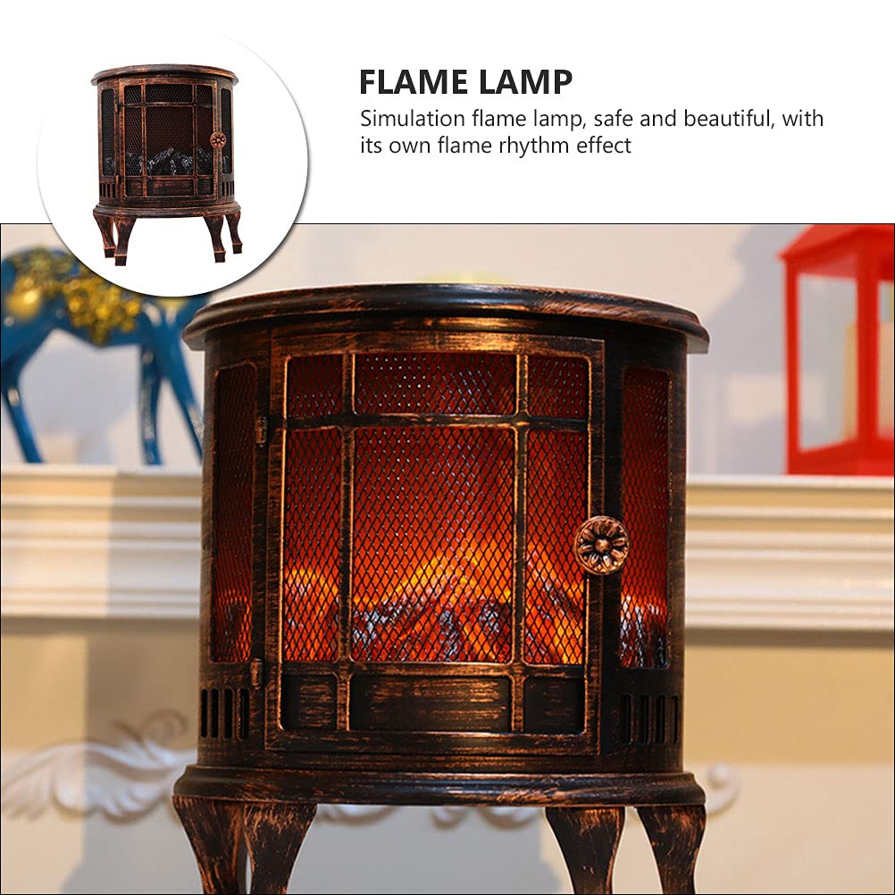 Fireplace Charcoal Lantern Electric Fireplace Simulated Flame Stove Heater LED Insert Electric Fireplace USB or Battery Powered Simulation Fireplace Lantern Fireplace Lamp Led (Coffee), 24N38L149T