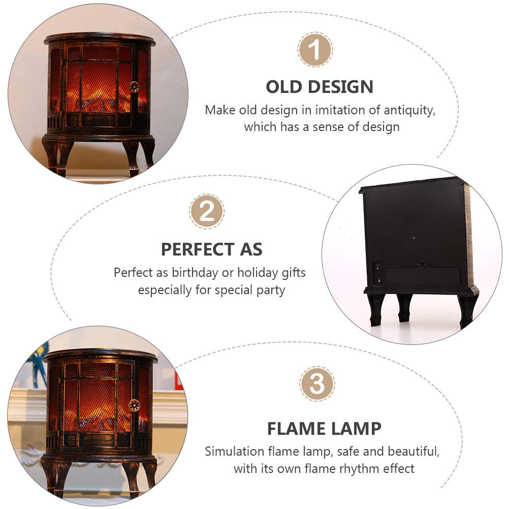 Fireplace Charcoal Lantern Electric Fireplace Simulated Flame Stove Heater LED Insert Electric Fireplace USB or Battery Powered Simulation Fireplace Lantern Fireplace Lamp Led (Coffee), 24N38L149T