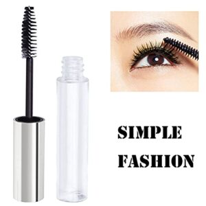 2Pcs 10ml Empty Mascara Tube with Eyelash Wand,Silver Eyelash Cream Container Bottle for Applying Castor Oil and Cosmetics Stocking Stuffers for Women