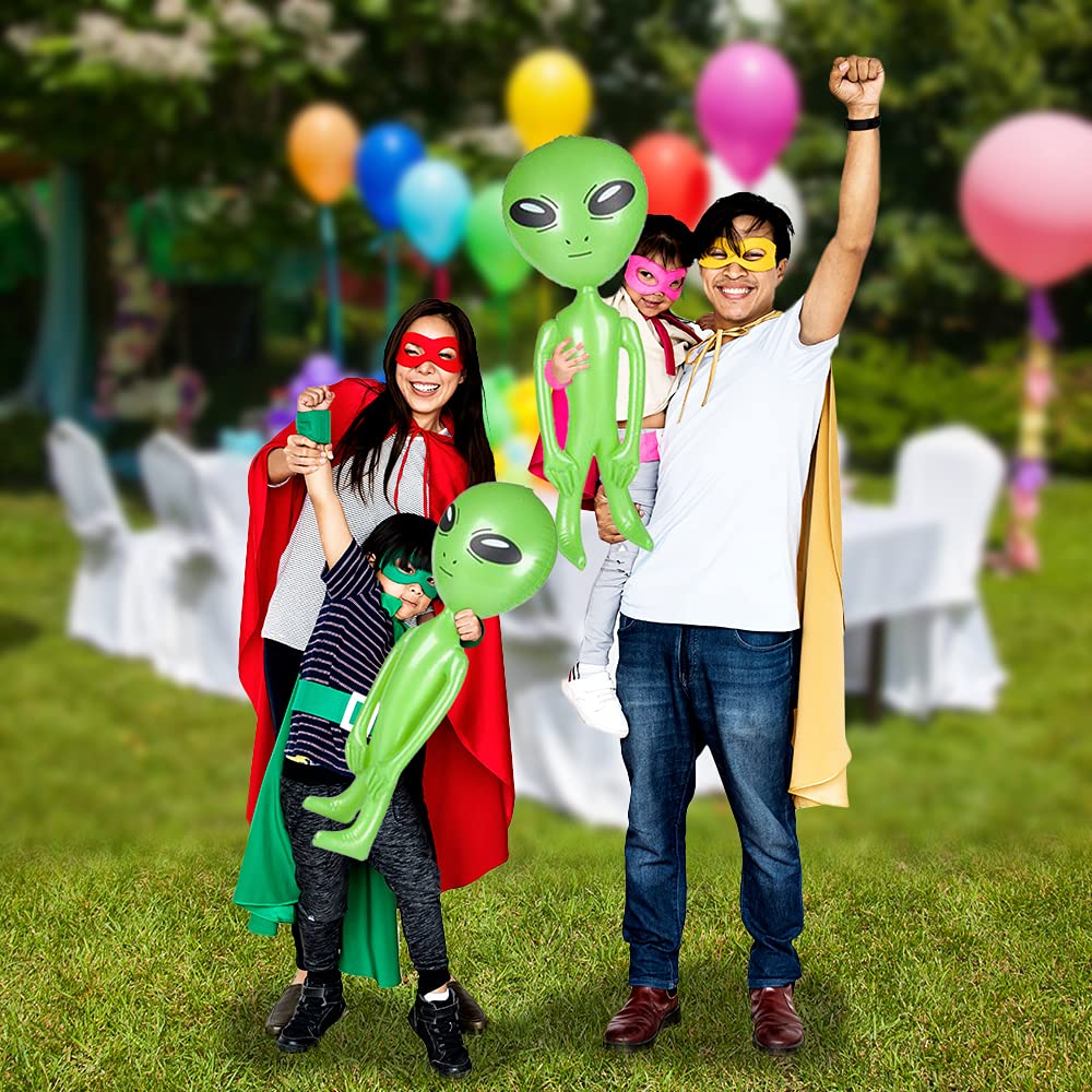 ArtCreativity Green Alien Inflates, Set of 2, Outer Space Decorations, 34 Inch Alien Inflatable Toys, Galactic Birthday Party Favors, Swimming Pool Toys for Kids, Alien Decorations for Kids’ Rooms