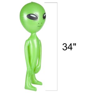 ArtCreativity Green Alien Inflates, Set of 2, Outer Space Decorations, 34 Inch Alien Inflatable Toys, Galactic Birthday Party Favors, Swimming Pool Toys for Kids, Alien Decorations for Kids’ Rooms