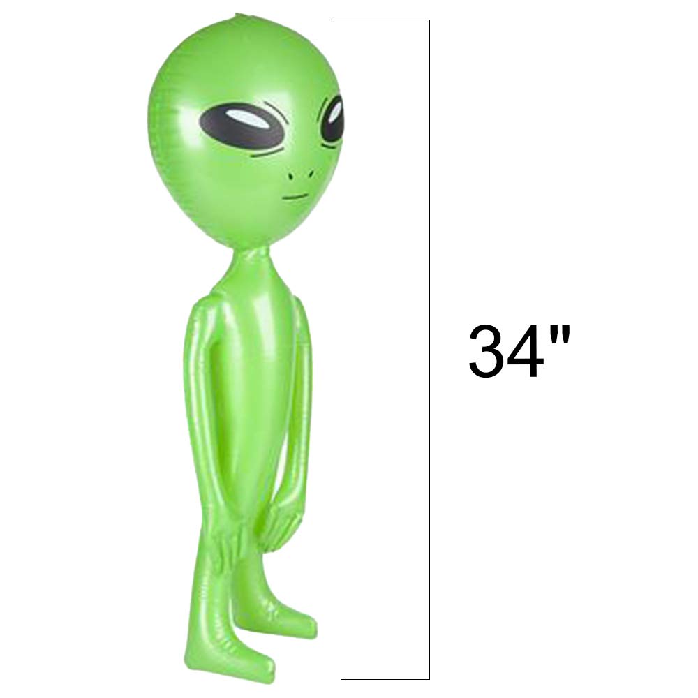 ArtCreativity Green Alien Inflates, Set of 2, Outer Space Decorations, 34 Inch Alien Inflatable Toys, Galactic Birthday Party Favors, Swimming Pool Toys for Kids, Alien Decorations for Kids’ Rooms