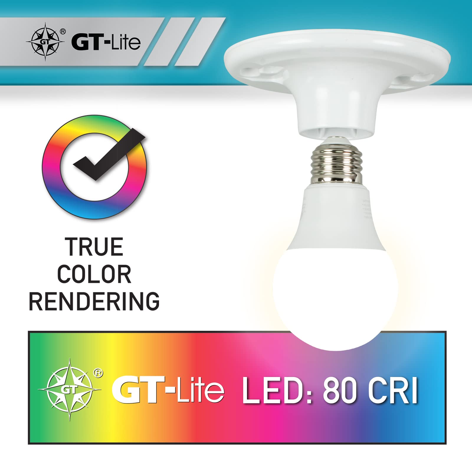 GT-Lite 10-Pack Soft White LED Light Bulbs, Replacement for 60-watt Incandescent uses only 9-watts, 3000K, A19 Shape, E26 Medium Base, Standard Household Lightbulb for Lamps, Living Room, bedrooms