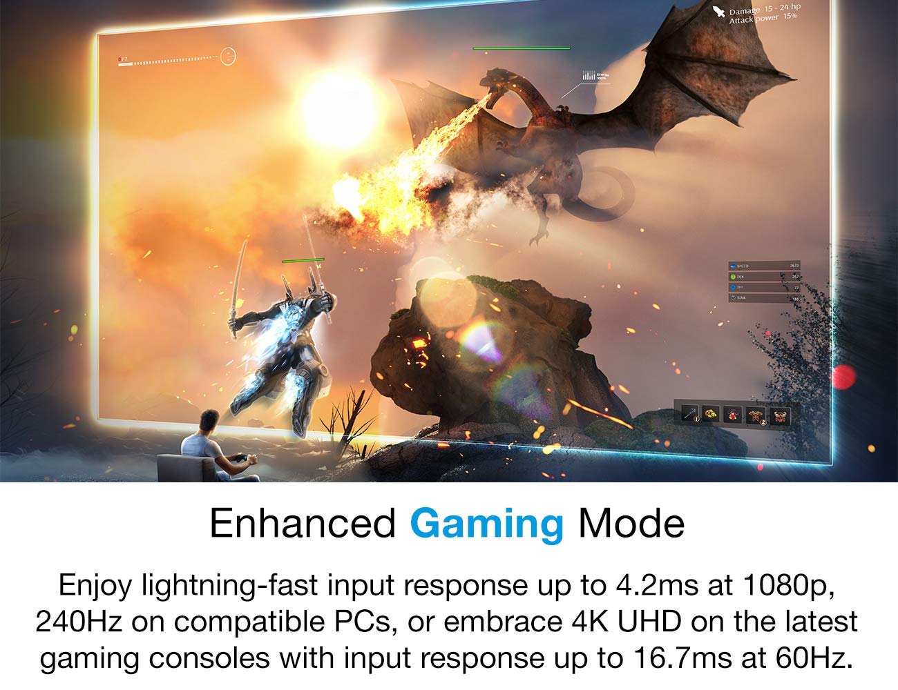 Optoma UHD35 True 4K UHD Next Generation Gaming Projector | 3600 Lumens | 4.2ms Response Time at 1080p with Enhanced Gaming Mode