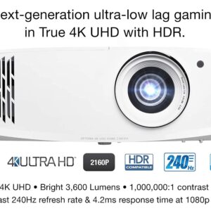 Optoma UHD35 True 4K UHD Next Generation Gaming Projector | 3600 Lumens | 4.2ms Response Time at 1080p with Enhanced Gaming Mode