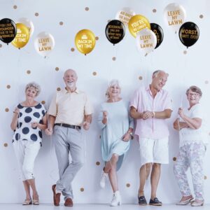 40 Pieces 12 Inch Abusive Old Age Birthday Party Latex Balloons Decoration, Gold Black Fun Abusive Birthday Decoration Balloons for Adults Birthday Party Supplies Indoor/Outdoor (Classic Style)