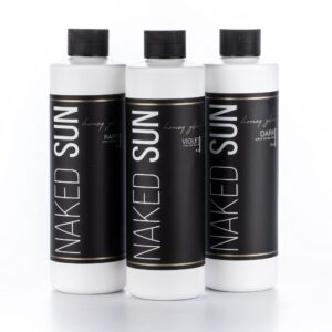 naked sun honey glow spray tanning solution trio bundle (3 items): dark bronze, violet and rapid express airbrush tan mist