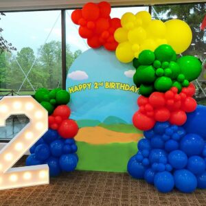 Red Blue Yellow Green Balloons Arch Kit-Different Sizes of Red Blue Yellow Green Balloons for Birthday Baby Shower Carnival Circus Party Decorations