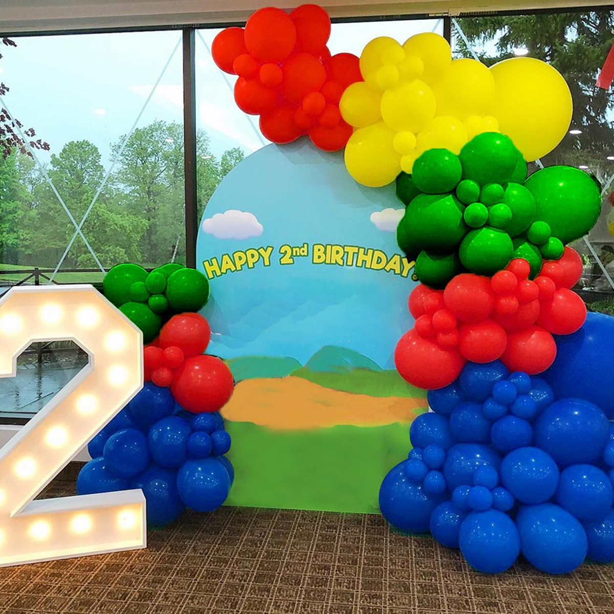 Red Blue Yellow Green Balloons Arch Kit-Different Sizes of Red Blue Yellow Green Balloons for Birthday Baby Shower Carnival Circus Party Decorations