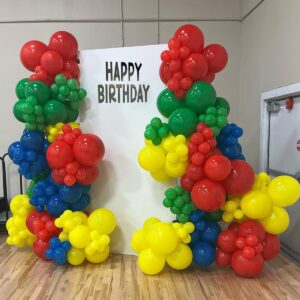 Red Blue Yellow Green Balloons Arch Kit-Different Sizes of Red Blue Yellow Green Balloons for Birthday Baby Shower Carnival Circus Party Decorations