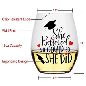 Perfectinsoy She Believed She Could so She Did Wine Glass, Inspirational Gifts for Women, Congratulations Gifts for Women, College Gifts for Girls, New Job Gifts for Women, BossThanksgiving Gifts