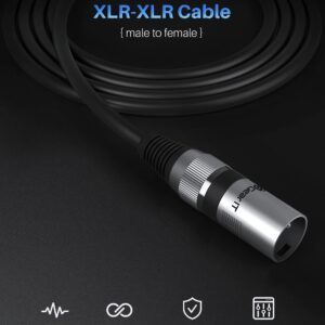 GearIT XLR to XLR Microphone Cable (100 Feet, 1 Pack) XLR Male to Female Mic Cable 3-Pin Balanced Shielded XLR Cable for Mic Mixer, Recording Studio, Podcast - Black, 100Ft, 1 Pack