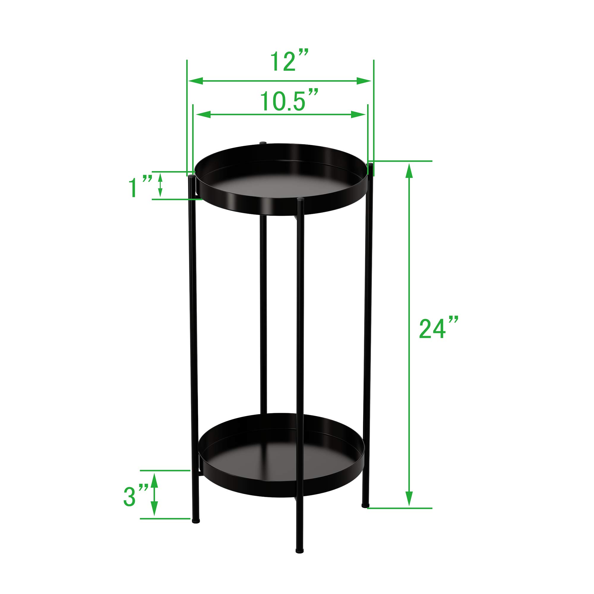 OVICAR Plant Stand Indoor Outdoor - Flower Pot Holder Metal Plant Rack Organizer , 2 Tiers Tall Planter Display Storage Shelf For Home Garden Patio Bathroom Office Living Room Balcony Corner(Black)