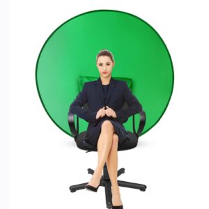 coosbonfik portable green screen backdrop (56''), collapsible webcam background, green screen for chair, chroma key green, for home office video conferencing