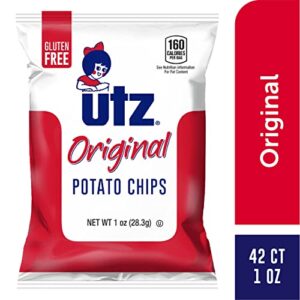 Utz Original 1 Oz Bags, 42 Count Crispy Potato Chips Made from Fresh Potatoes, Crunchy Individual Snacks to Go, Cholesterol Free, Trans-Fat Free, Gluten Free Snacks