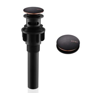 kenes oil rubbed bronze pop up sink drain, bathroom vessel lavatory vanity faucet sink drain stopper, sink drain assembly with overflow anti clog pop up drain