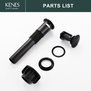 KENES Oil Rubbed Bronze Pop Up Sink Drain, Bathroom Vessel Lavatory Vanity Faucet Sink Drain Stopper, Sink Drain Assembly with Overflow Anti Clog Pop Up Drain