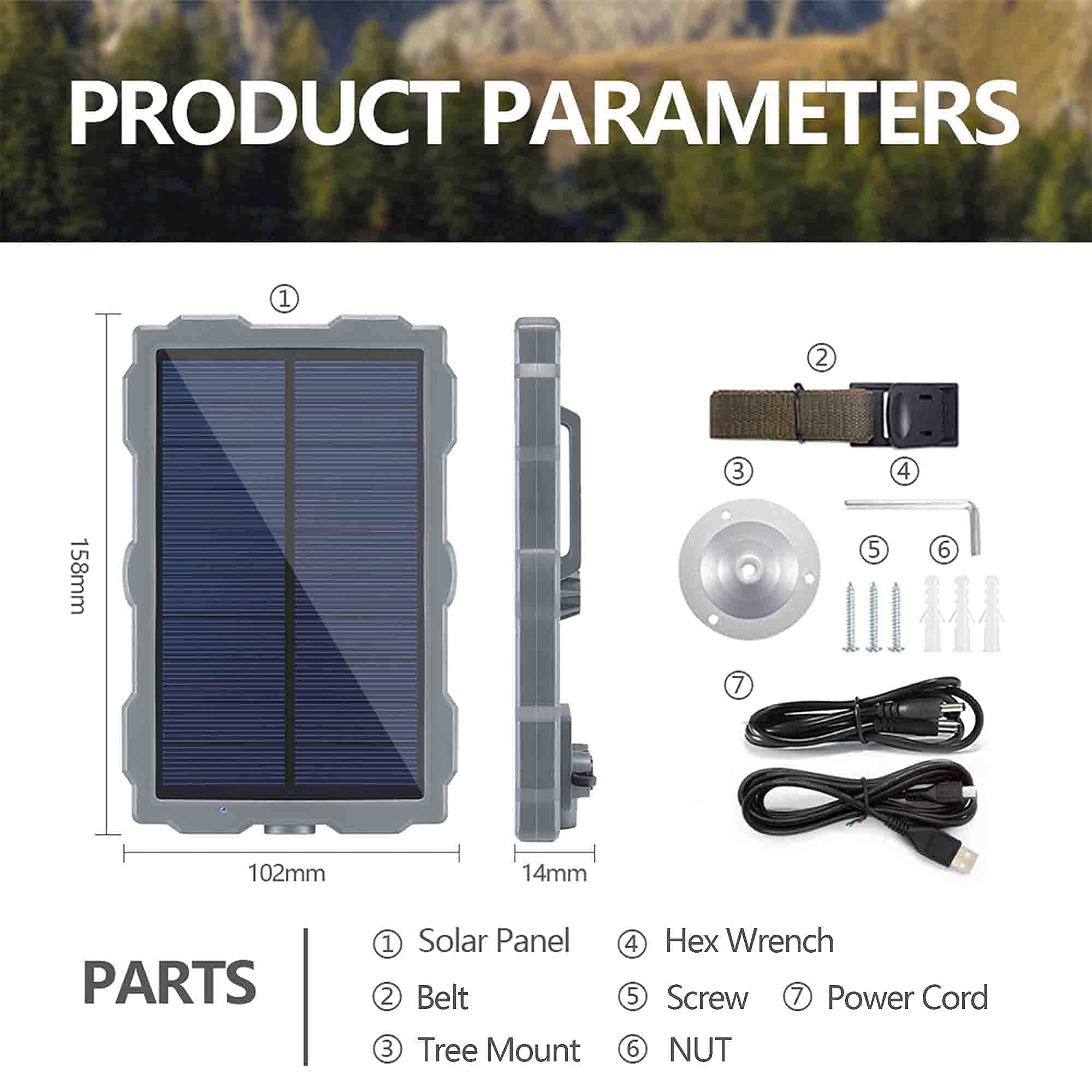 HUDAKWA Trail Camera Solar Panel DC6V 1.5A Built-in Li-ion Battery Solar Power IP56 Waterproof for Most Hunting Game Camera