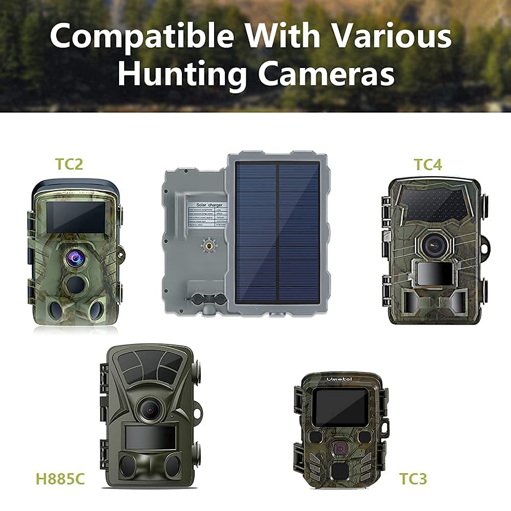 HUDAKWA Trail Camera Solar Panel DC6V 1.5A Built-in Li-ion Battery Solar Power IP56 Waterproof for Most Hunting Game Camera