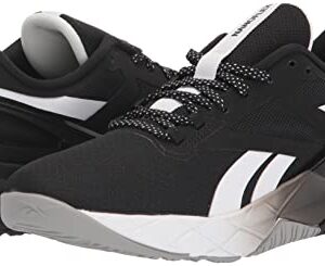 Reebok Women's Nanoflex Cross Trainer, Black/White/Pure Grey, 8.5