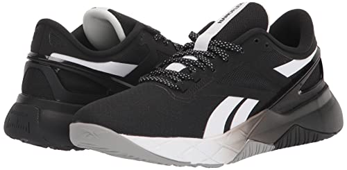 Reebok Women's Nanoflex Cross Trainer, Black/White/Pure Grey, 8.5