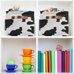 Qilmy Animal Cow Print Storage Basket, Durable Canvas Organizer With Handles Large Collapsible Storage Bins Boxes for Home Office Closet - 1pack