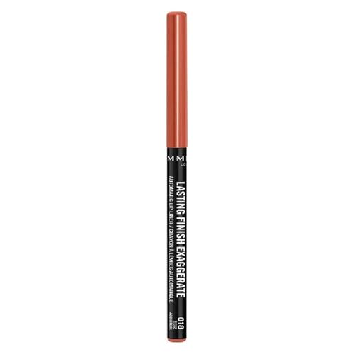 Rimmel Lasting Finish Exaggerate Automatic Lip Liner - Rich, Smooth Formula for Long Lasting Lip Looks - 018 Rose Addiction, .01oz