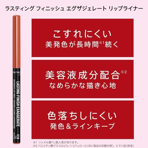 Rimmel Lasting Finish Exaggerate Automatic Lip Liner - Rich, Smooth Formula for Long Lasting Lip Looks - 018 Rose Addiction, .01oz