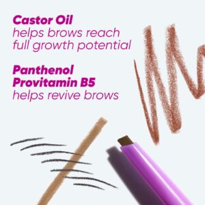 Kosas Brow Pop - Longwear Eyebrow Makeup, Dual-Sided Defining Pencil with Castor Oil for Soft, Natural Look of Real Hair - Medium Brown