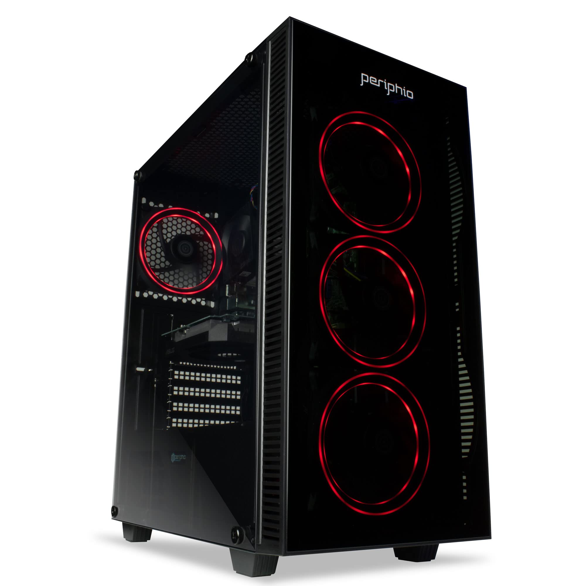 Periphio Ember Gaming Computer, RGB, Intel Quad-Core i5, 16GB RAM, 120GB SSD + 1TB 7200 RPM HDD, Windows 10 Gaming PC, GeForce GTX 1650 4GB Overclocked Graphics Card, HDMI, WiFi, RGB Gaming Bundle