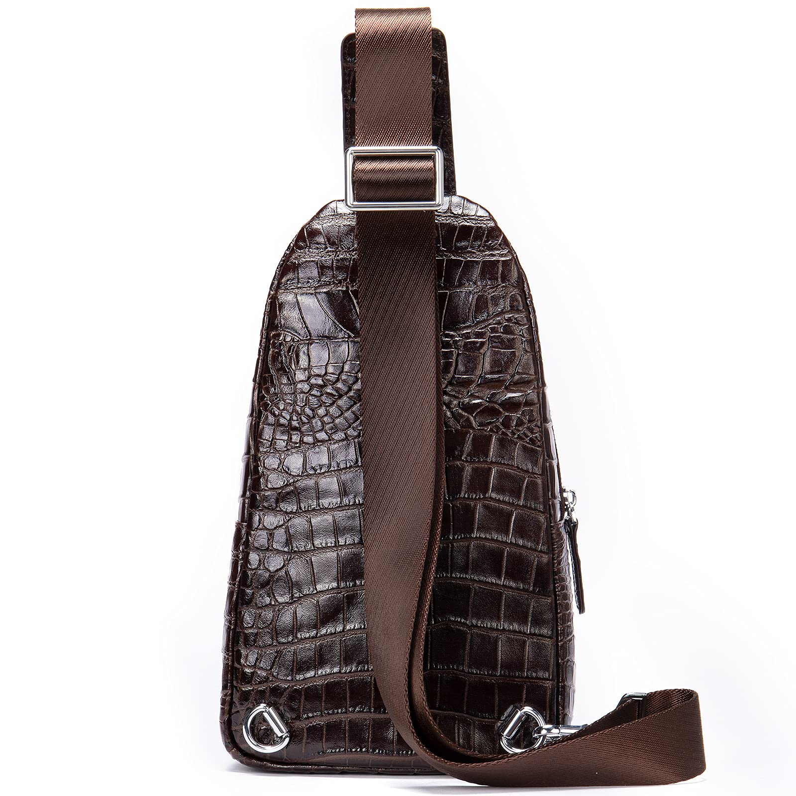 NIUCUNZH Crocodile Leather Sling Bag, Cool Man Bags One Shoulder Backpack for Men and Women Coffee