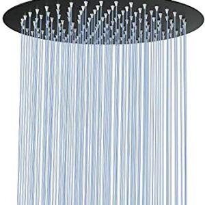 Rain Shower Head With Extension Arm, NearMoon Round Shower Heads, Large Stainless Steel Rainfall Showerhead-Waterfall Full Body Coverage (12 Inch Shower Head With 15 Inch Shower Arm, Matte Black)