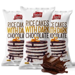 liebers dark chocolate rice cakes, kosher certified dairy free, gluten free snack (dark chocolate) pack of 3