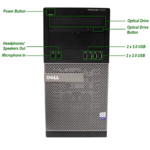 Dell OptiPlex Tower Computer Desktop PC, Intel Core i5 Processor, 8GB Ram, 128GB M.2 SSD + 1TB Hard Drive, WiFi & Bluetooth, HDMI, Nvidia GeForce GT 1030 4GB DDR4, Windows 10 (Renewed)