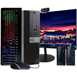 dell business desktop optiplex 7040 computer, intel core i5 quad core, 16gb ram, 500gb ssd, dvd, wi-fi, windows 10 pro, rgb keyboard and mouse, rgb speakers, 1080p webcam,24-in monitor (renewed)