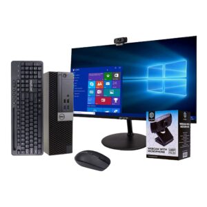 dell business desktop optiplex 7040 computer, intel core i7 quad core, 8gb ram, 240gb ssd, dvd, wi-fi, windows 10 pro, wireless keyboard, 1080p webcam, new 23.6 monitor (renewed)