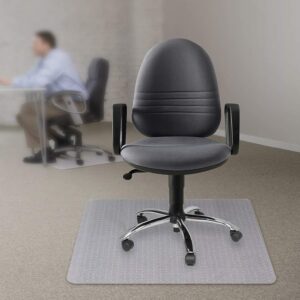 kuyal office chair mat for carpeted floors, heavy duty, transparent protects floors mats for low and medium pile carpets 36" x 48" rectangle, good for desks, office and home, clear (36" x 48" no lip)