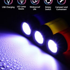 12 Pieces Mini Keychain Flashlight, USB Torch Rechargeable Colorful LED Flashlight High-Powered Keychain Lamp, Multicolor (White Light)