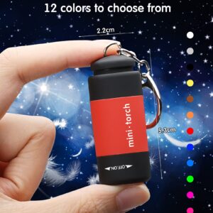 12 Pieces Mini Keychain Flashlight, USB Torch Rechargeable Colorful LED Flashlight High-Powered Keychain Lamp, Multicolor (White Light)