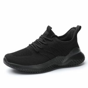 women's ladies tennis shoes running walking sneakers work casual comfor lightweight non-slip gym trainers black