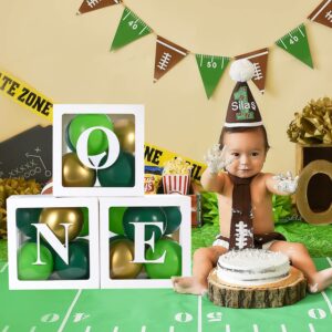 Baby 1st Birthday Decorations for Boy, ONE Balloon Boxes with Letters Includes Green and Golden Balloons, ONE Blocks Design for Boys 1 Year Old Birthday Backdrop Favor, First Birthday Cake Smash