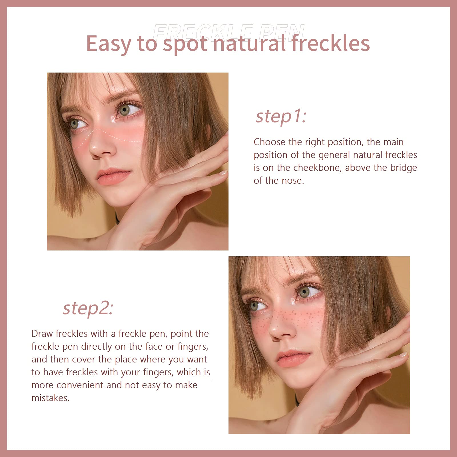 Freckle Pen 2 Colors Waterproof Long Lasting Quick Dry Small Spot Natural Like Face Freckle Makeup Pen, Dark Brown and Light Brown, Upgrade Design